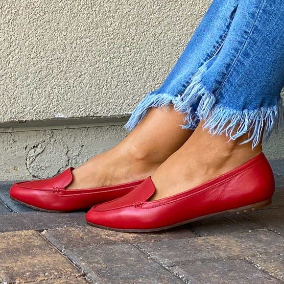 Nordstrom | Shoes | Red Genuine Napa Leather Pointed Toe Penny Loafer ...
